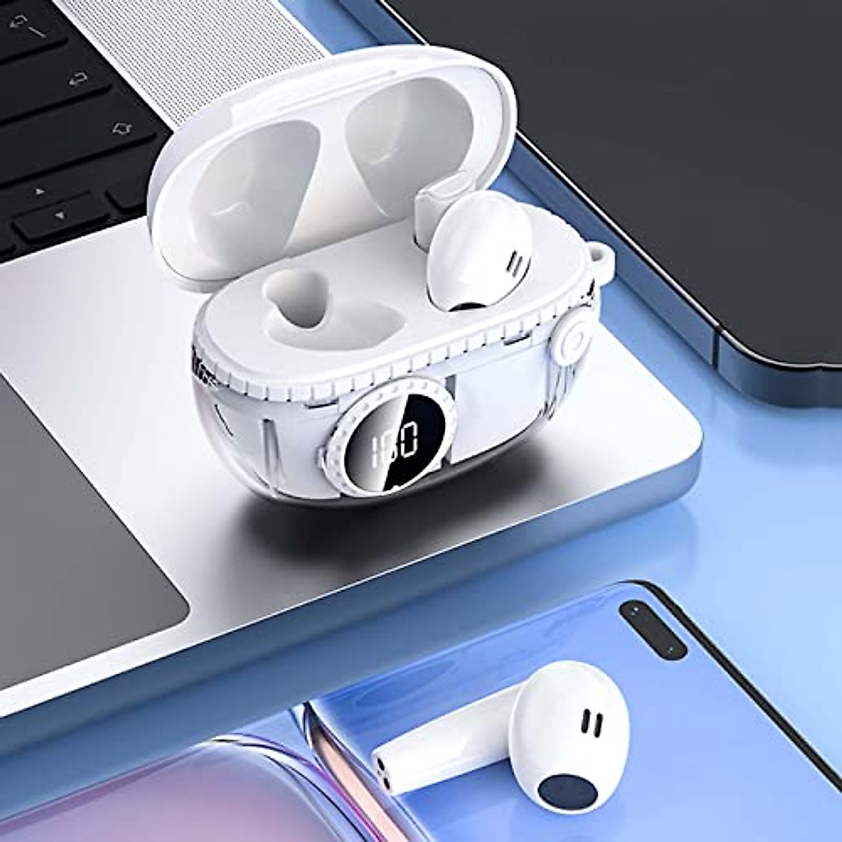 topliu Digital Display Bluetooth 5.3 Earbuds, Touch-Control TWS-Headphones, with Living Waterproof, 300mAh, Low Latency, for Sports Working Music