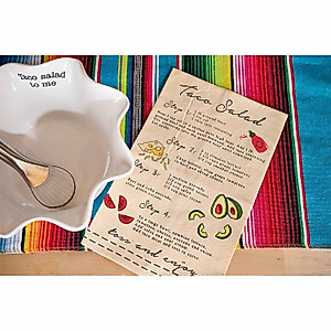 Mud Pie Circa Taco Salad Bowl and Towel Set, White, 5" x 10" dia