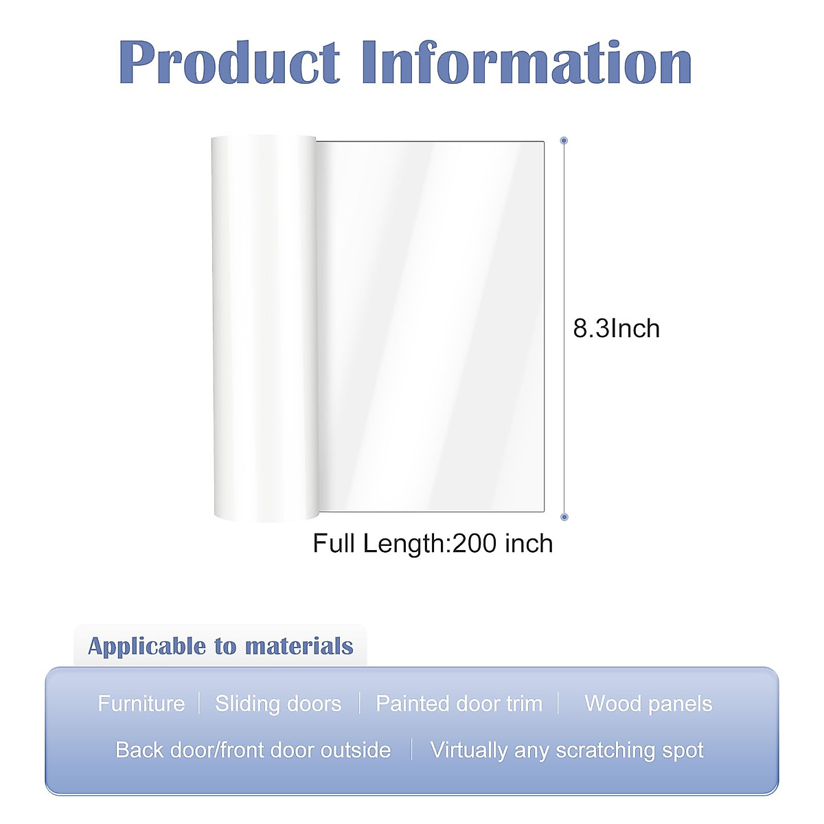 Delffyns Door Scratch Protector from Dog Scratching, 200'' x 8.3'' Anti Scratch Guard Deterrent Tape, Ultra Durable Pad for Cats Dogs, Door Frame Protector for Screen Door, Window, Wall, Chari Leg