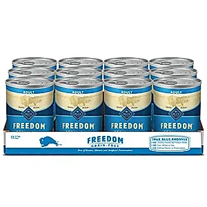 Blue Buffalo Freedom Grain Free Natural Adult Wet Dog Food, Chicken 12.5oz cans (Pack of 12)