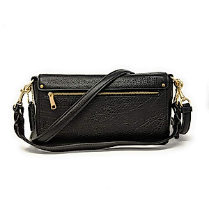 Coach Women's Three Leather Jade Shoulder Handbag (Black/Gold)