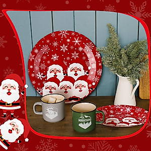 100 Pcs Christmas Paper Plates Santa Claus Snowflake disposable Plates 50 Pcs 9 Dinner Plates 50 Pcs 7 Dessert Plates Red and White Round Christmas Plates Decorative Plates for Xmas Christmas Party
