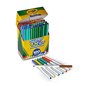 Crayola Super Tips Marker Set (100 Count), Washable Markers, Kids Gifts for Girls & Boys