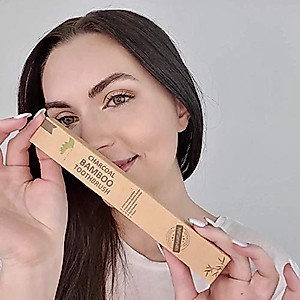 ECOFWORLD Soft Charcoal Bamboo Toothbrush - Natural Wooden Organic | USDA Certified Eco-Friendly | Extra Soft BPA Free Bristles Biodegradable | Individually Packed (Adults - 5 Pack)