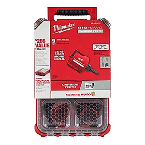 Milwaukee 49-56-9295 BIG HAWG Carbide Hole Saw (2-1/8, 2-9/16, 3, 3-5/8, 4-5/8 Inches) Kit (9-Piece) with PACKOUT Case