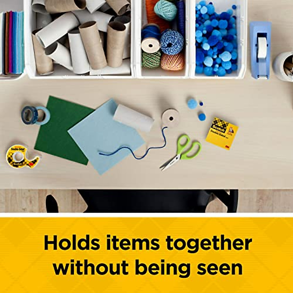 Scotch Double Sided Tape with Deluxe Desktop Tape Dispenser, 1/2 in x 900 in, 1 Dispenser and 6 Refill Rolls/Pack (665-6PKC40)