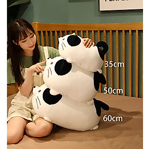 Cute Soft Fat Tabby Cat Kitten Stuffed Animals Cat Kitten Plush Toys Cat Kitten Plushies Throw Pillow Cat Kitten Hugging Cuddly Cat Kitten Doll Pillow Gift for Kids and Lovers (White, 14-Inch)