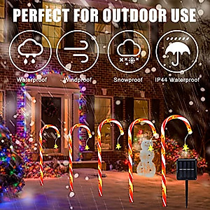 Phreewill Christmas Outdoor Solar Garden Lights, 5 Pack Candy Cane Christmas Decorations with Star, Waterproof Christmas Pathway Lights for Patio Yard Outdoor
