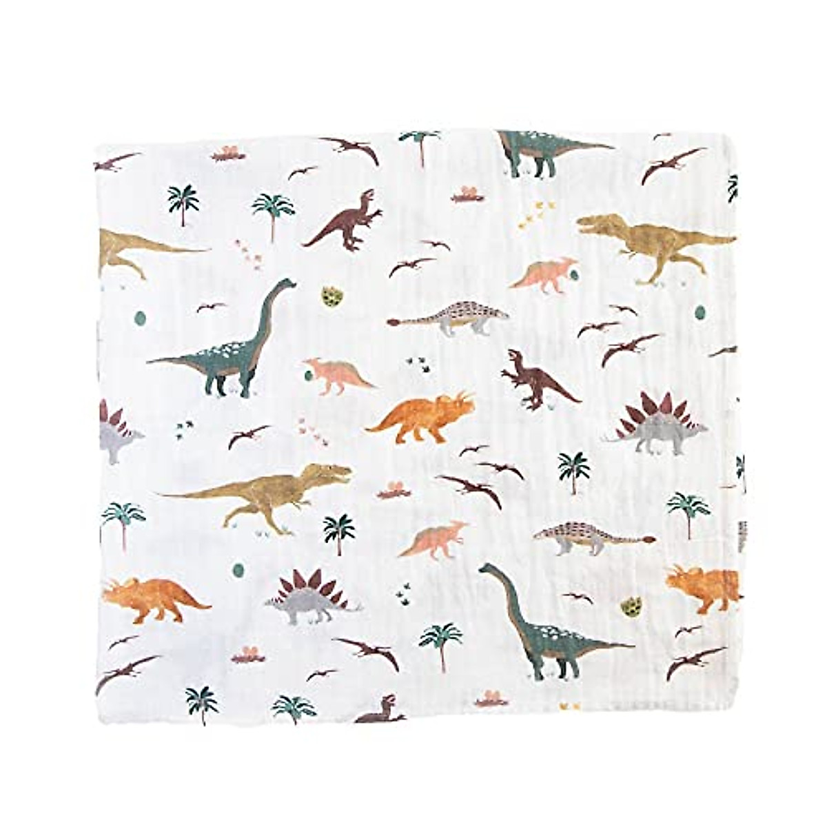 Red Rover Kids Cotton Muslin Swaddle - 47”x 47”- 100% Cotton - Machine Washable - Softer with Every Wash - Playful Designs -Soft, Breathable & Lightweight - Unisex (Dino Days)