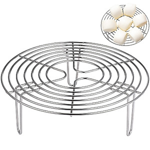 Cabilock Stainless Steel Steamer Rack Round Cooling Rack Microwave Tray Microwave Plate Stacker Cooking Supplies for Steaming Bacon Snacks (20 * 7cm)
