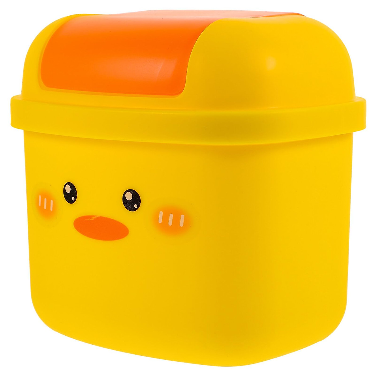 DEARMAMY Small Trash Bin Mini Trash Can with Lid Desktop Ducks Shaped Waste Basket Mini Garbage Can Kawaii Trash Bins for Home Desk Office Kitchen Recycling Trash Container