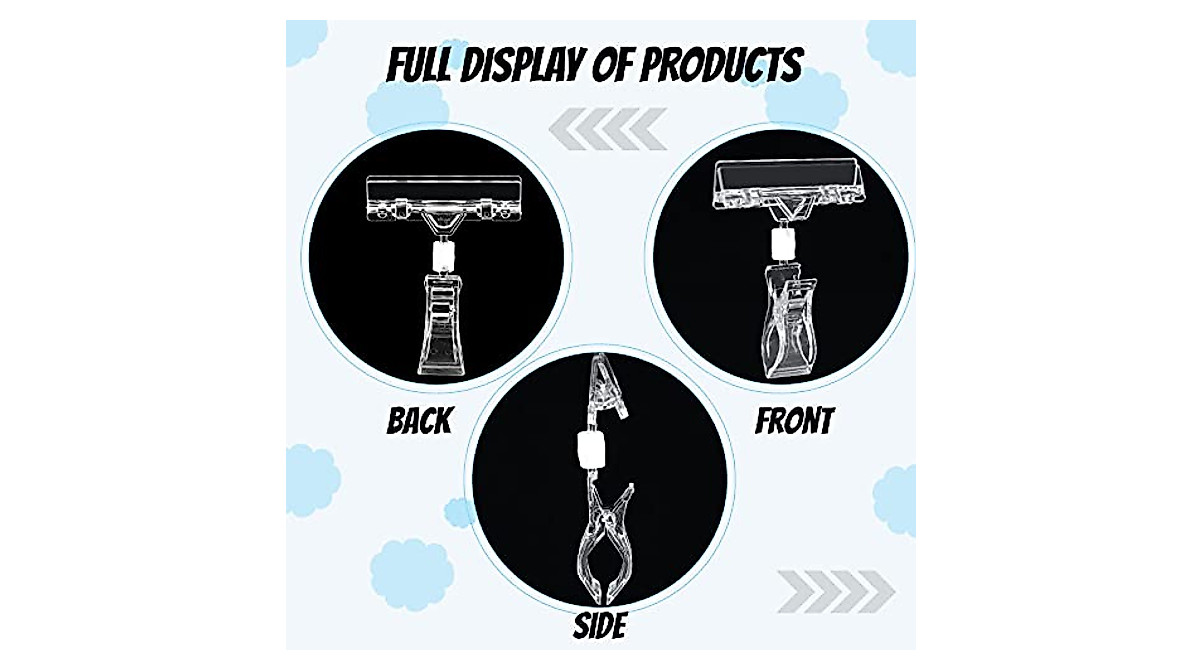 20PCS Rotatable Plastic Sign Holder Clips for Retail Displays