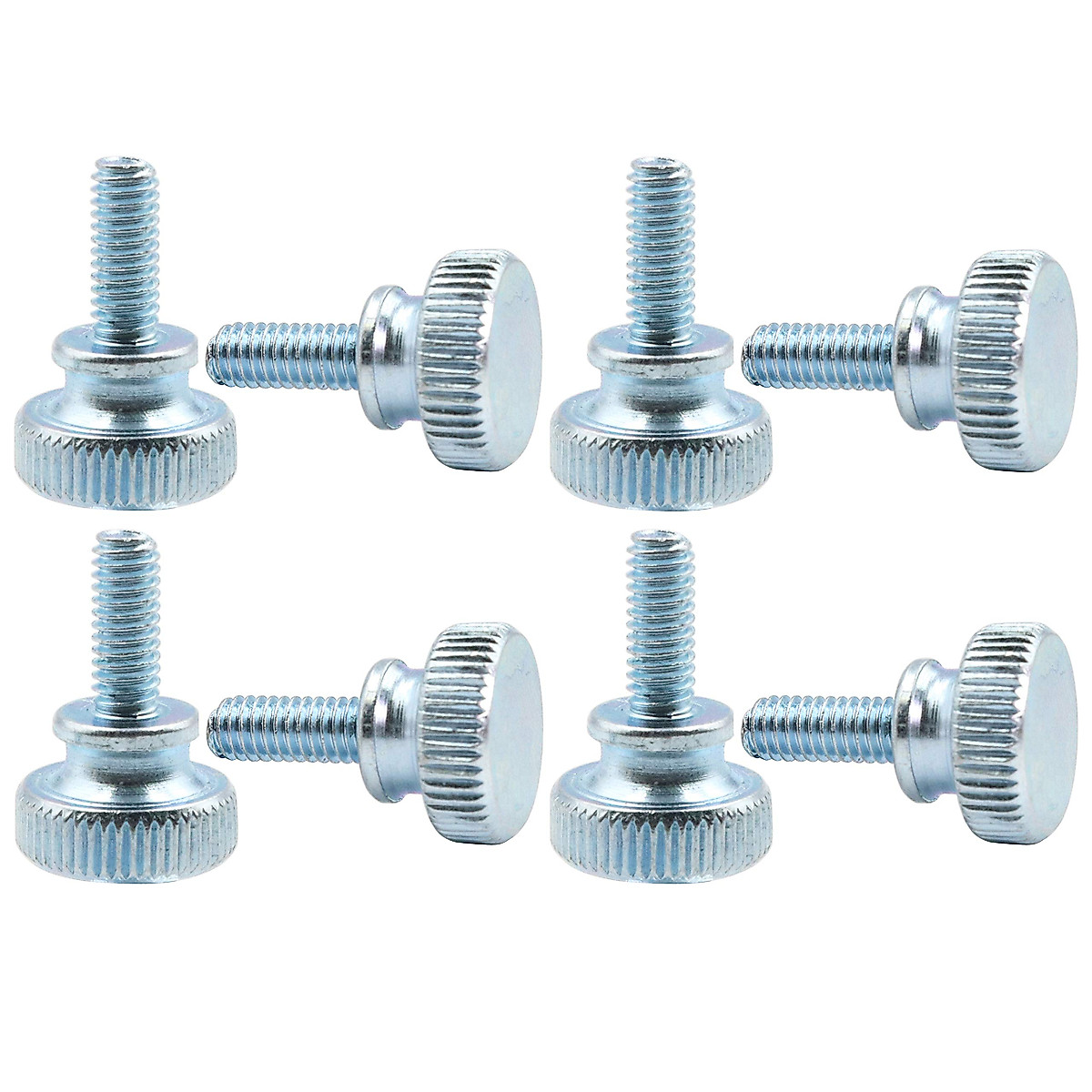 LBY 30pcs Knurled Hand Screw, M4 x 10mm Flat Knurled Head Fully Threaded Thumb Screws(Double Layer Step), Carbon Steel Galvanize