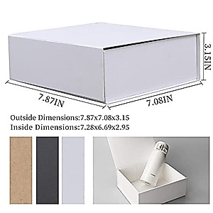 Rsgift Gift Box 7.8x7x3.1 Inches,White Gift Box with Lid,Collapsible Groomsmen Proposal Box with Magnetic,Gift Boxes for Presents,Wedding,Christmas,Birthdays