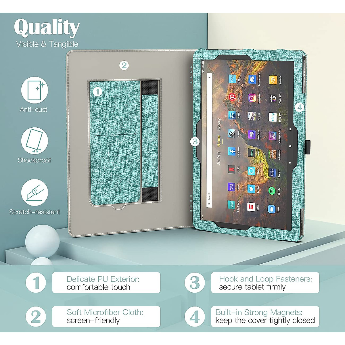 TiMOVO Case for All-New Kindle Fire HD 10 & Fire HD 10 Plus Tablet (10.1", 11th Generation, 2021 Release), Vertical Horizontal Stand Cover with Auto Wake/Sleep, Card Slot, Hand Strap, Green