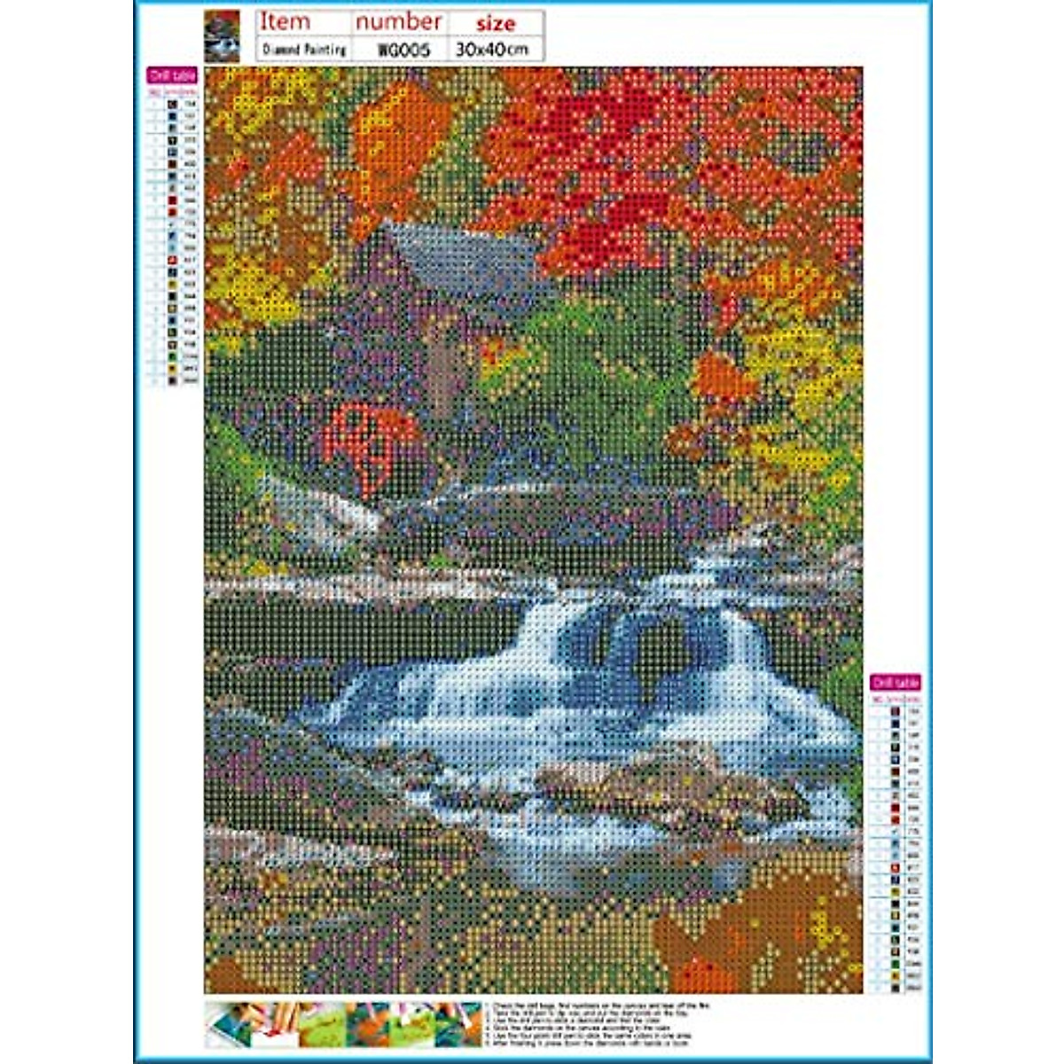 GLT.ETL Diamond Art Painting Kit for Adults & Kids 5D Dots Waterfall Full Drill Round Gem Jewel Nature Water Wheel Fall Picture Wall Home Decoration (11.8 x 15.7 inch)…
