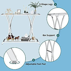 ASYA 2-Tier Glass Entryway Table, Console Tables for Entryway with Chrome Frame, Silver Glass Sofa Table for Entryway, Living Room, Chrome Finish