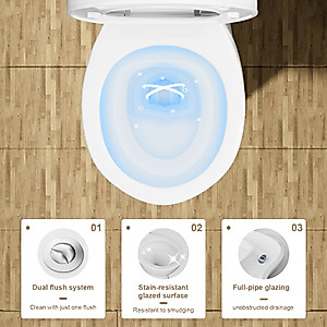 SUPERFLO Rear Outlet Toilet With 19 Inch Tall Toilet Bowl & Tank, High Toilets For Seniors With Rear Discharge-Includes Extension Pipe