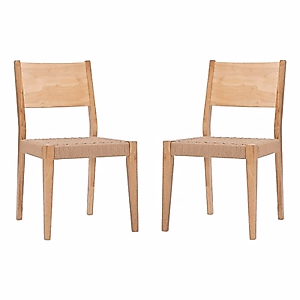 Linon Patty Set of Two Wood 18" Dining Chairs in Natural Brown