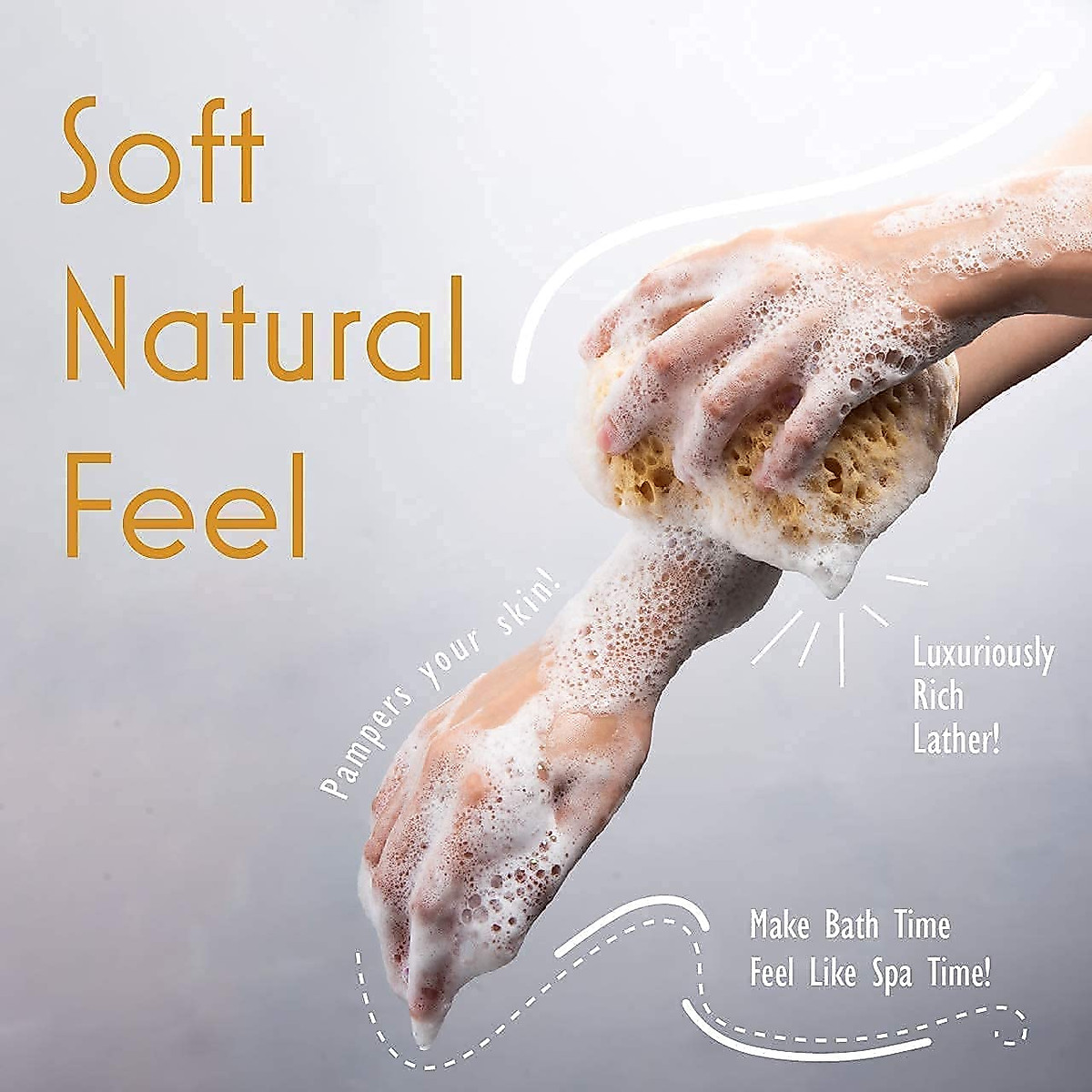 myHomeBody Premium Bath Sponge, Foam Loofah Sponge, Body Sponge for Shower - Large Size, Lots of Lather, Curvy, 3 Pack