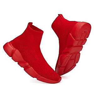 Casbeam Women's Running Knit Comfortable Lightweight Breathable Casual Sports Shoes Fashion Sneakers Slip-On Walking Shoes Black&White Size 9.5