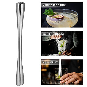 Cabilock Cocktail Muddler Kitchen Masher Tool Margarita Muddler Stainless Steel Cocktail Muddler Stainless Steel T Tool Stainless Steel Whisk Stainless Steel Muddler Drinks Extended Section