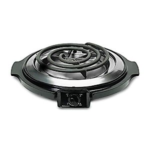 Elite Gourmet ESB-300X Single Countertop Coiled Burner, 1000 Watts Electric Hot Plate, Temperature Controls, Power Indicator Lights, Easy to Clean, Black