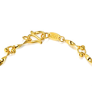 CHOW SANG SANG 999.9 24K Solid Gold Price-by-Weight 4.13g Gold Twisted and Hoop Bracelet for Women 25784B | 6.6 Inches, (17 CM)