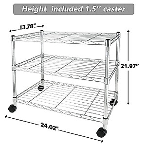 YSSOA 3-Tier Heavy Duty Storage Shelving Unit,Chrome,23L x 13W x 20H inch