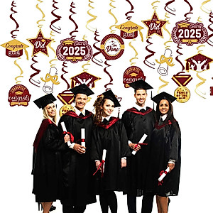 Graduation Party Decorations 2023 Maroon Gold FSU Graduation Graduation Party Supplies Accessories Burgundy Gold Hanging Swirls 15pcs Class of 2023 Maroon Gold for Background Ceiling Home Classroom Graduation Decorations