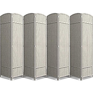 Sorbus 8 Panel Room Divider 6 ft. Tall - Privacy Screen, Extra Wide Double Hinged Panels, Mesh Hand-Woven Design, Partition Room Dividers and Folding Privacy Screens, Wall Divider for Room Separation