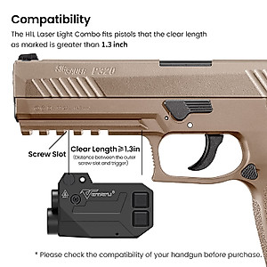 Votatu H1L-GR Shockproof Pistol Laser Light Combo, 750 Lumen Green Laser Light Combo for Pistol, Red Green for Handgun Picatinny Mount, Magnetic Rechargeable Laser Light
