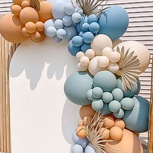 Orange and Blue Balloon Garland Arch Kit,120PCS Orange Macaron Orange Retro Fog Blue Teal with Ivory White Balloons Arch,for Birthday,Baby Shower,Graduation Party Decorations