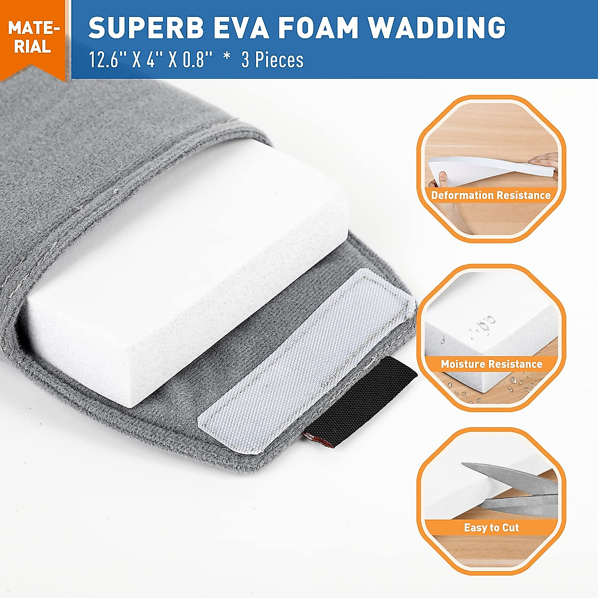 MAGZO Tailorable Door Draft Stopper 38" L X 4.7" W X 1.2" T, Fit Door Bottom Length 30-38 Inch Door Draft Blocker Noise Cold Air Wind Dust Proof Energy Saving, Gray