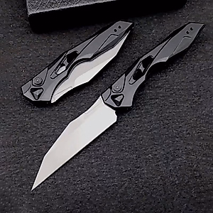 3.54" D2 Reverse Tanto Blade Black Aluminum Alloy Handle Folder Opening,Folding Knife with Reversible Pocket Clip,Everyday Carry for Camping,Gift for Men