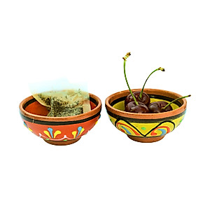 Cactus Canyon Ceramics Spanish Terracotta 5-Piece Tiny Super Small Mini-Bowl (Pinch Bowls) Set, Multicolor