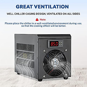 Poafamx 16gal Aquarium Chiller 60L Fish Tank Cooler Unit ℉ Quiet for Home Fish Shrimp Breeding Aquaculture with Water Pump and Pipe 110V