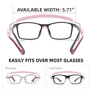 UKNOW Safety Goggles Over Glasses, Anti Fog Safety Glasses with Clear Wraparound Lens, ANSI Z87.1 Protective Eyewear