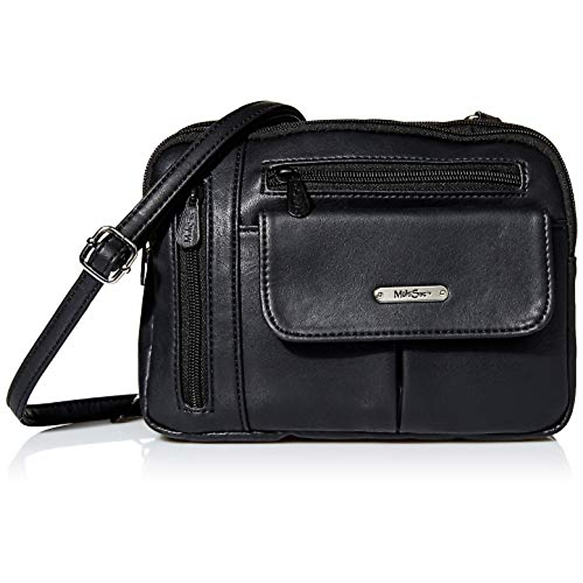 MultiSac womens Zippy Triple Compartment Crossbody Bag Cross Body, Black (Vintage Nappa), One Size US