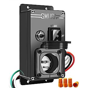 Waterproof Generator Transfer Switch NEMA 5-15P, 15 Amp 120V Transfer Switch for Generators Indoor and Outdoor, with Circuit Breaker