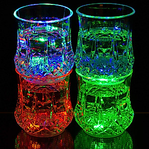 Liquid Activated Multicolor LED Glasses ~ Fun Light Up Drinking Tumblers - 6 oz. - Set of 4