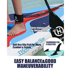 HIGHPI Inflatable Paddle Boards, 11'x33''x6'' SUP for Adults&Youth, Stand Up Paddle Boards with Accessories, Anti-Slip Deck, Stable Durable Lightweight, Suitable for Yoga Fishing Traveling