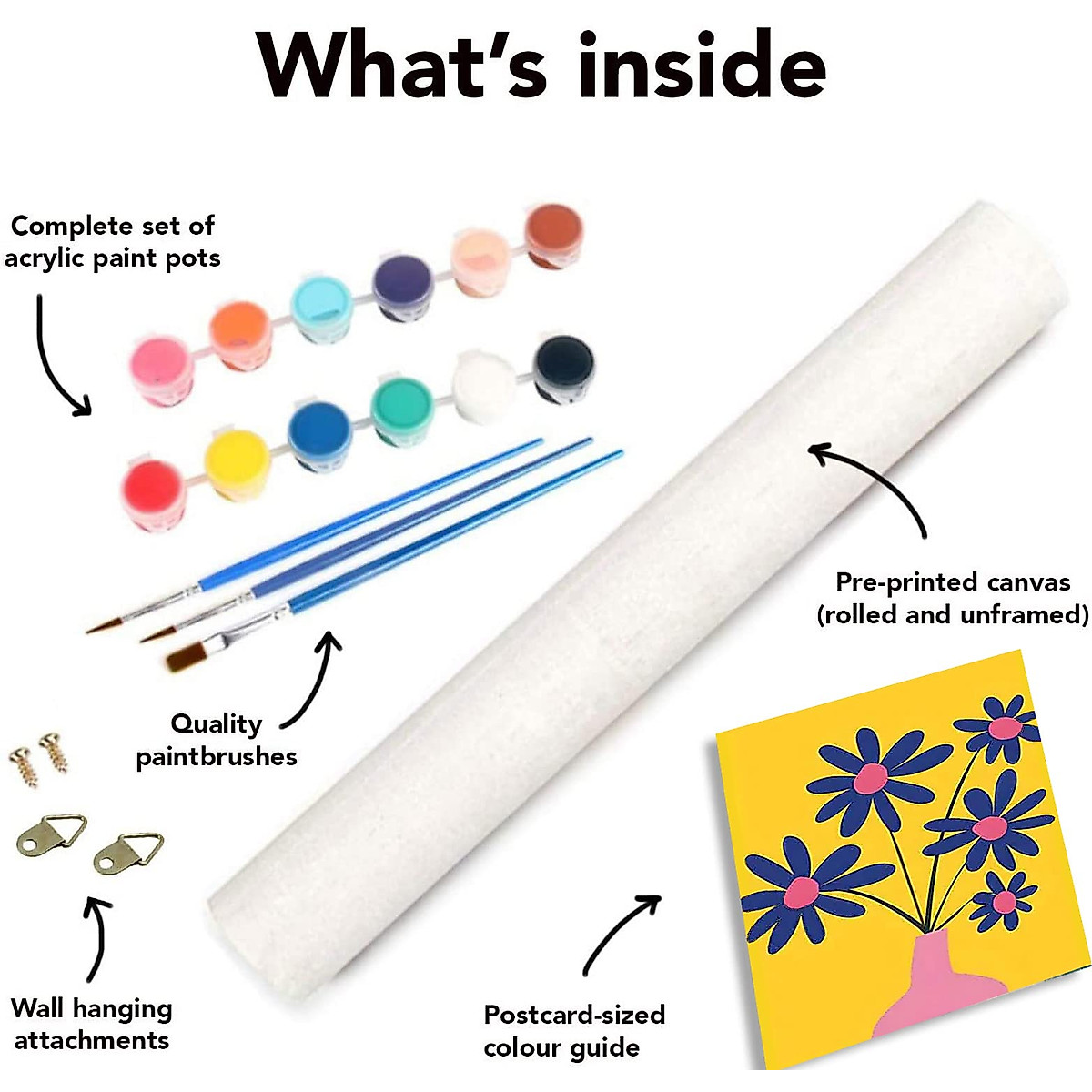 cupmod 6 Pack Paint by Numbers for Kids and Adults- DIY Acrylic Painting Paint by Numbers Kits on Canvas Without Frame, Simple Flower Oil Painting for Home Wall Decor 12x16inch