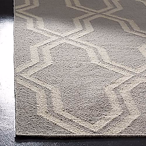 SAFAVIEH Dhurries Collection 8' x 10' Grey/Ivory DHU559G Handmade Flatweave Premium Wool Area Rug