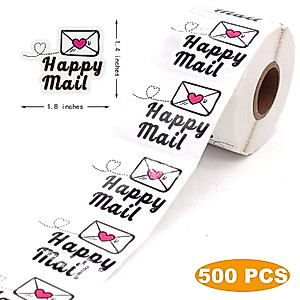 unp 1.5 Inch Happy Mail Stickers, Thank You Sticker, Small Shop Sticker, Small Business, Packaging Sticker, 500PCS