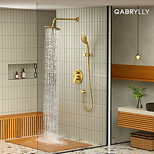 GABRYLLY Shower System, Shower Faucet Set Complete with High Pressure 8" Rain Shower head and Handheld Shower Set, Wall Mounted Rainfall Shower Fixtures with Valve and Diverter, Brushed Nickel
