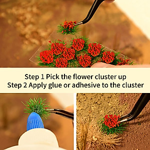 FOIMAS 60pcs Miniature Flower Cluster Colorful Flower Vegetation Groups Grass Tufts Static Scenery Model for DIY Craft Train Landscape Railroad Scenery Sand Military Layout Model War Gaming Terrain