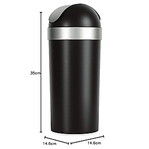 Umbra Venti Kitchen Trash Can with Swing Top Lid, Large 16-Gallon (62 L) Capacity, Black/Nickel