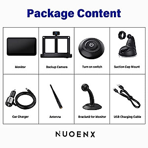 Nuoenx Solar Wireless Backup Camera for Truck, 3Mins No Wiring Installation, 6700 Solar Powered Battery Car Back Up Camera System with 7" Monitor, IP69K Waterproof License Plate Camera for Trailer/RV