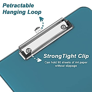 Rimilak Plastic Clipboards with Low Profile Metal Clip, Translucent Clip Board, 12.5 x 9 Inch Letter Size | Office Supply | Back to School, Teal